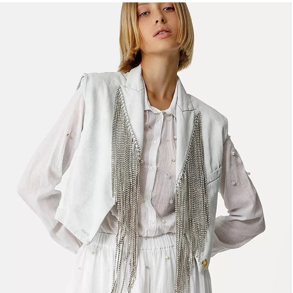 Forte | Jackets & Coats | Forte Fortebleached Denim Vest With Diamond ...